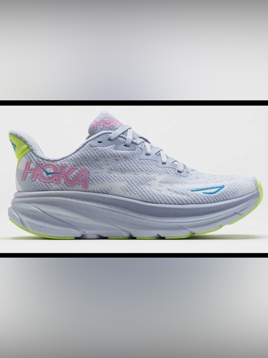 Hoka | Shoes | Hoka Pale Gray Running Sneakers With Pink Logo And Blue ...